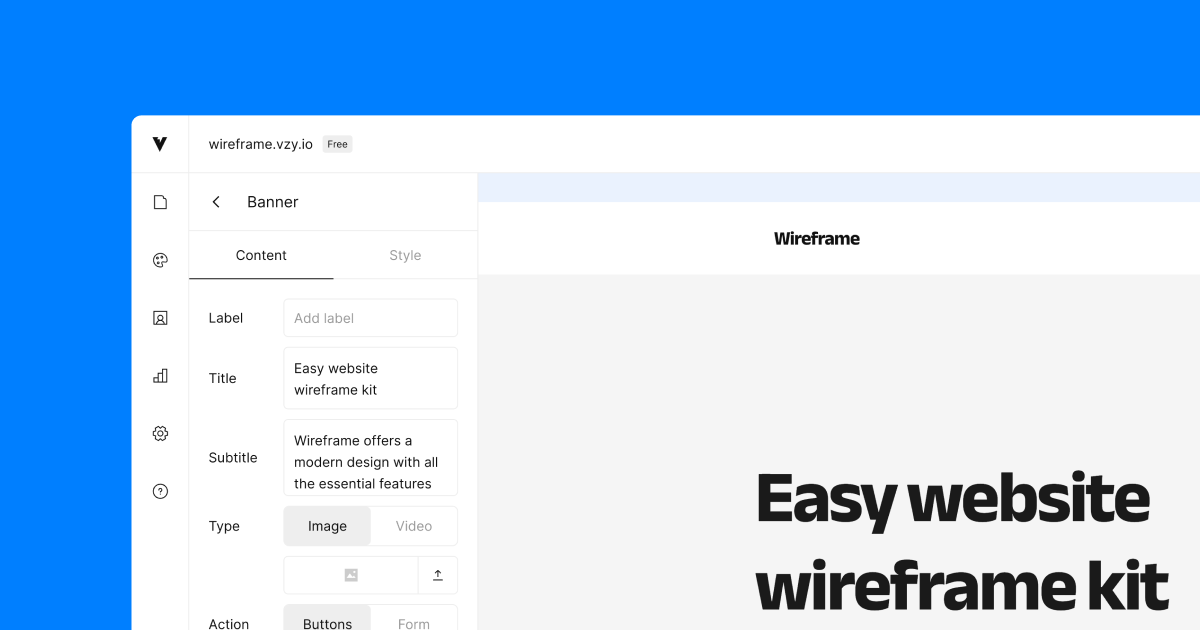 Vzy - Free Website Wireframe